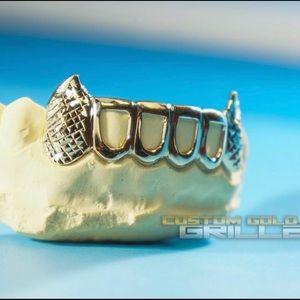 Accessories | Open Face Diamond Cut Fangs 1k Gold | Poshmark